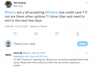 Does Hertz Accept Chime